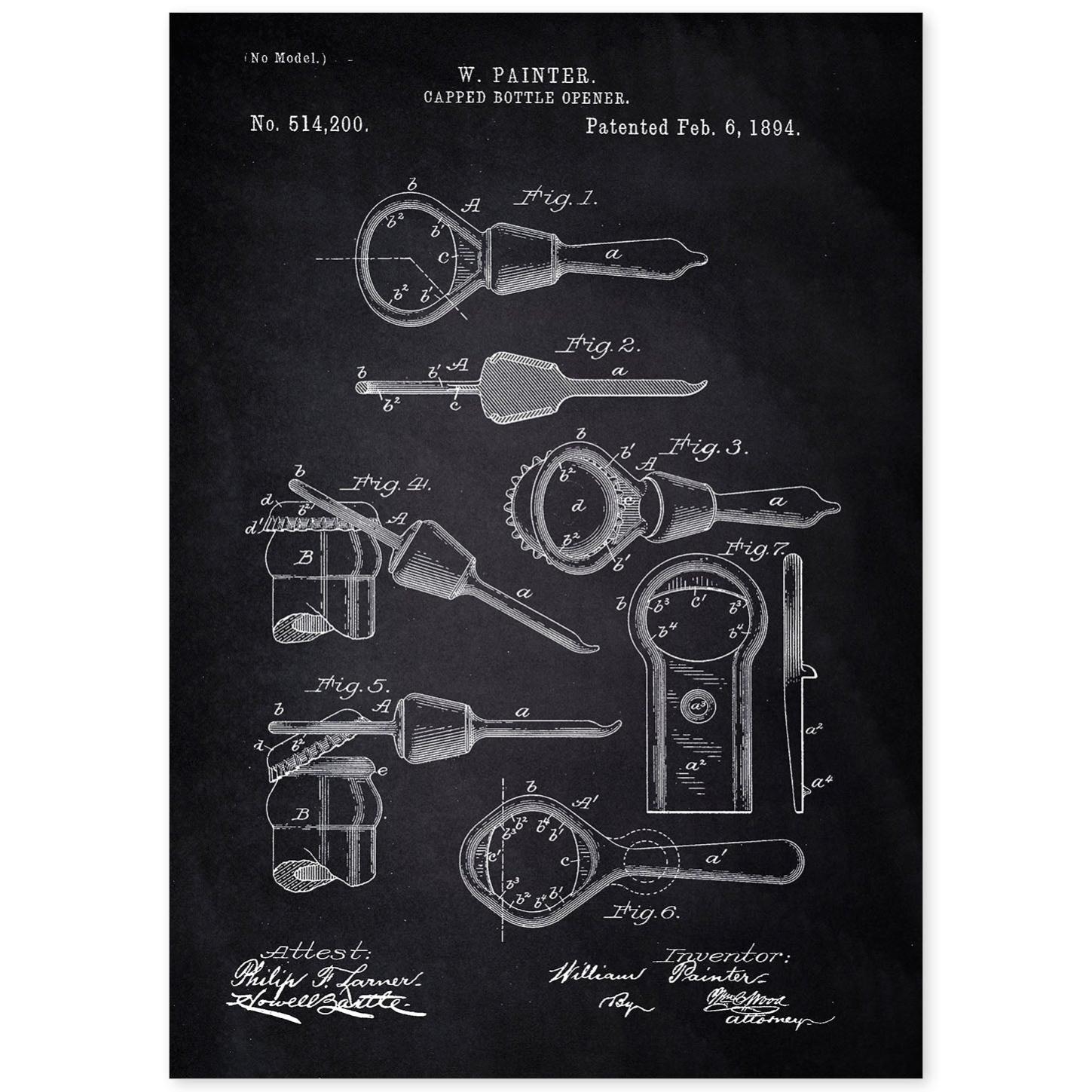 Affiche De Brevet Ouvert. Perte Avec Old Patent Design Black Cadre A4 ...