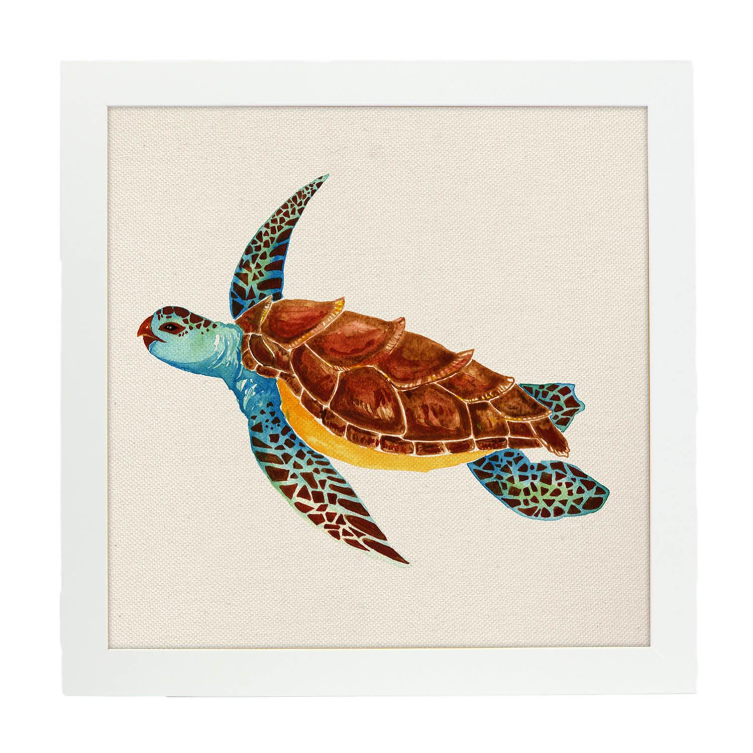 Poster Quadrato Con Disegni Di Rane E Tartarughe. Lamina Di Tartaruga ...