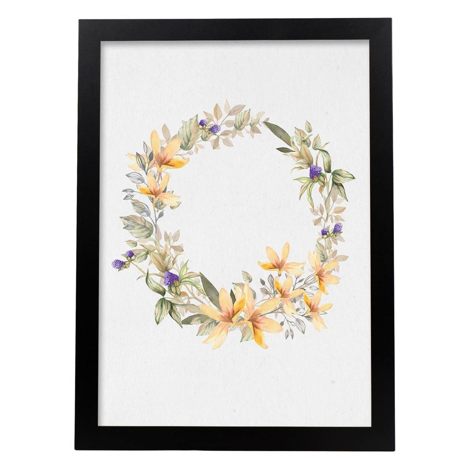 Poster Di Corone Floreali. Lamina A Corona Floreale Gialla, Illustrata ...