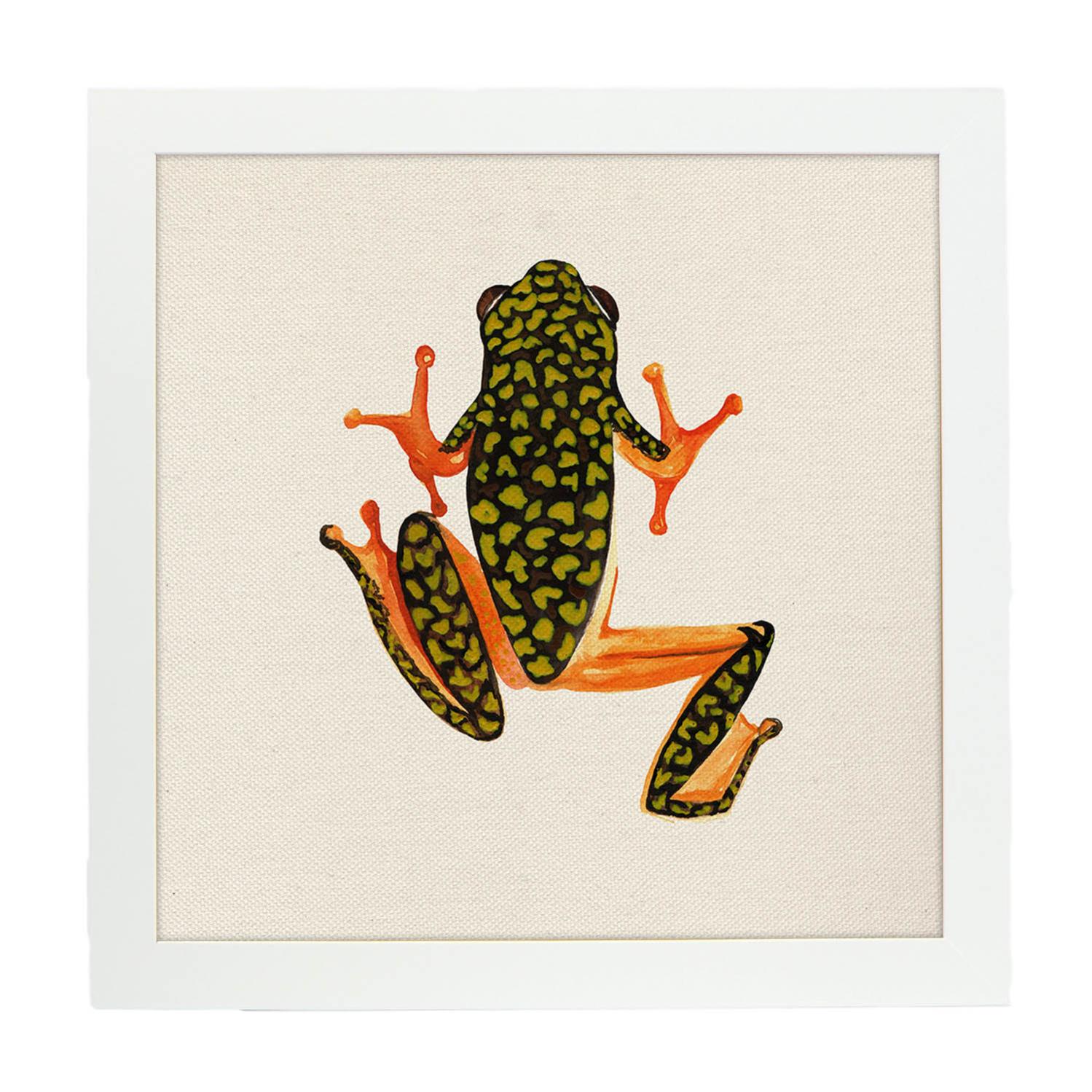 Poster Cuadrado Con Dibujos De Ranas Y Tortugas. Lámina Salta Conmigo ...