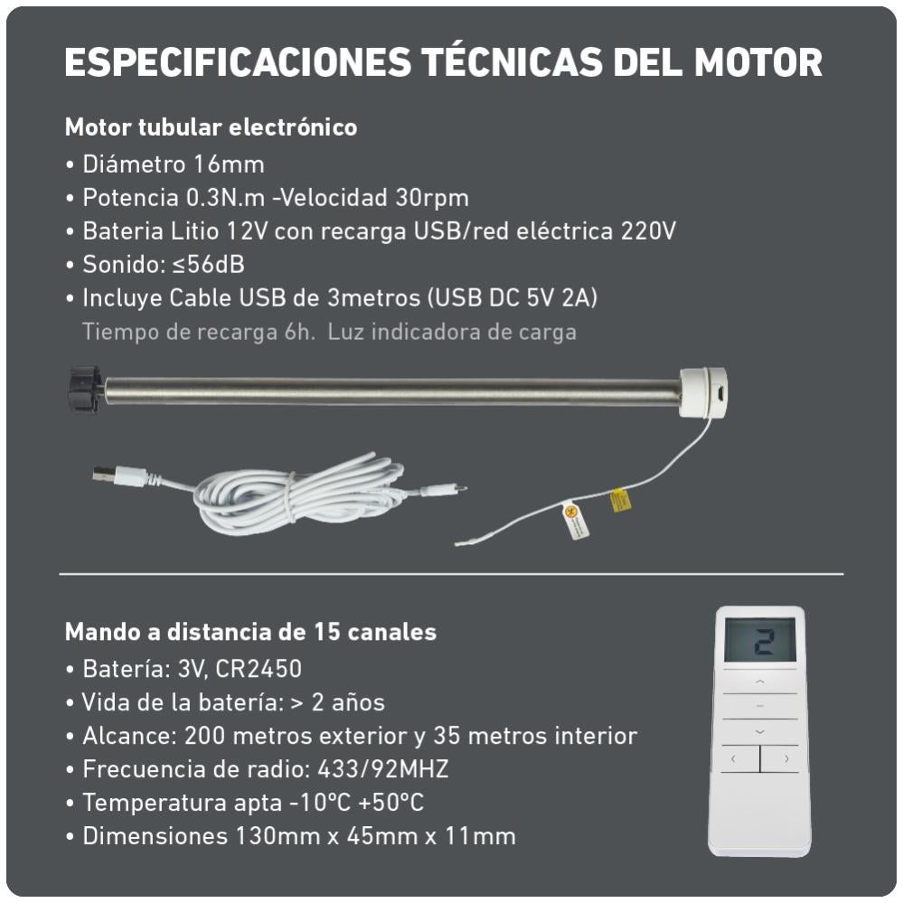 Estor Enrollable Motorizado Noche y Día automático con batería Estores con motor y mando ...
