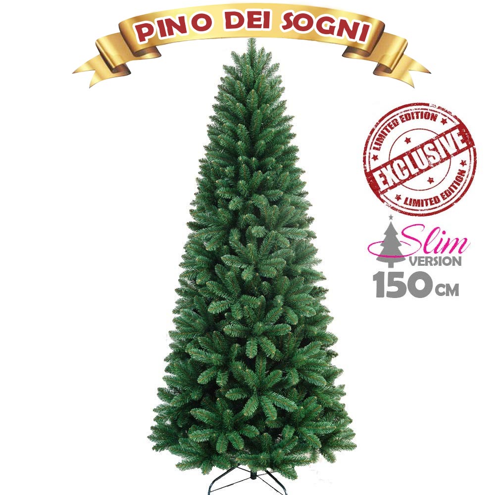Albero di Natale SLIM Pino dei Sogni Altezza 150 cm Base a Croce 425 ...