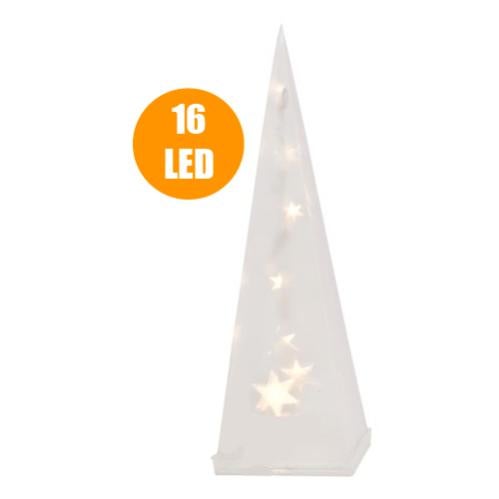 Piramide Natale Luminosa 16 LED Plastica Trasparente 60 cm Luce Bianco ...