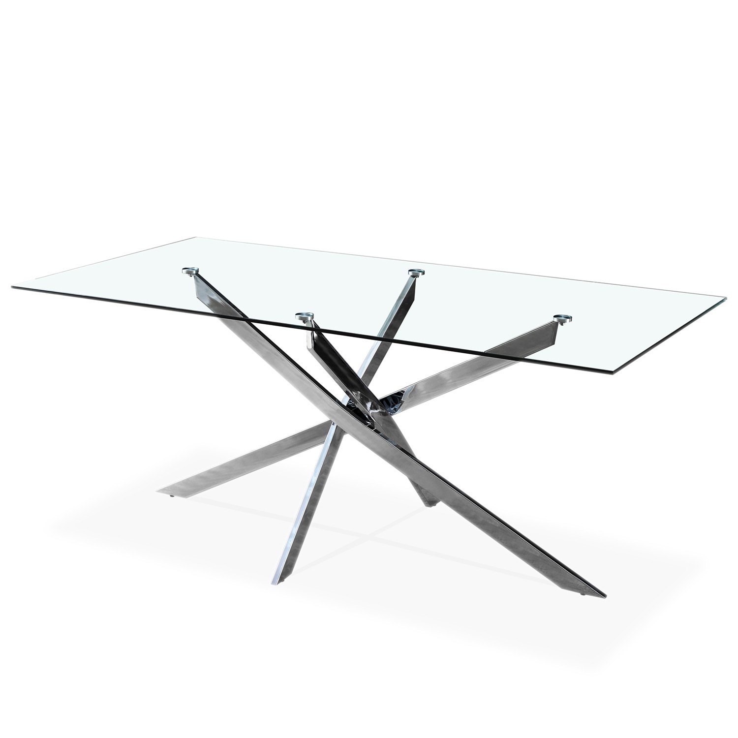 Table rectangulaire en verre et pied chromé Alix | Leroy Merlin