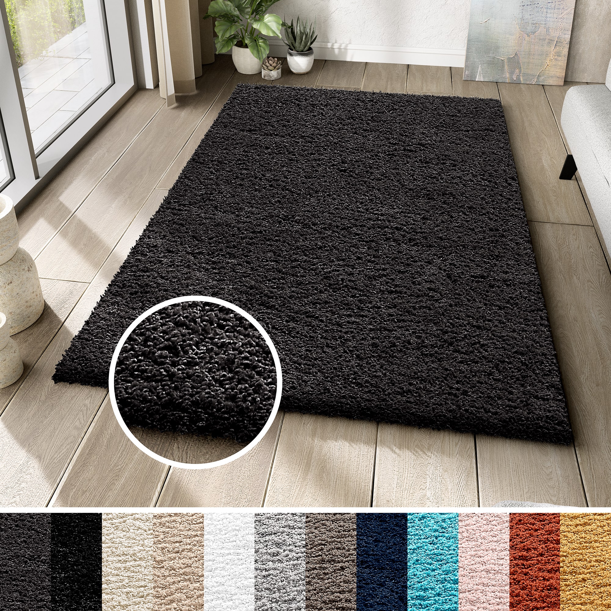 Tapiso Essence Tapis Shaggy Poil Long Moderne Anthracite Uni Salon Chambre Ado Enfant Moelleux ...
