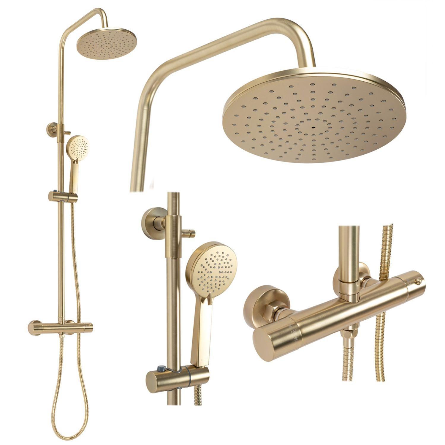 CONJUNTO DE DUCHA TERMOSTÁTICA REA PAROT BRUSHED GOLD | Leroy Merlin
