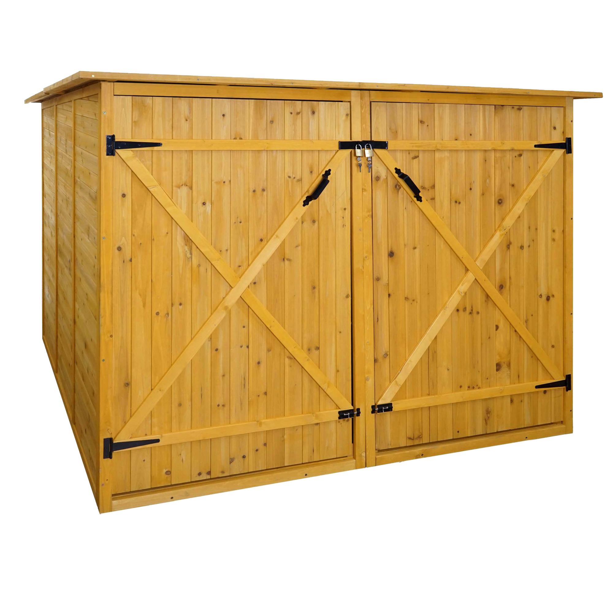 Garage armadio biciclette con serratura HWC-H60 legno box doppio 200x200x151cm legno chiaro ...