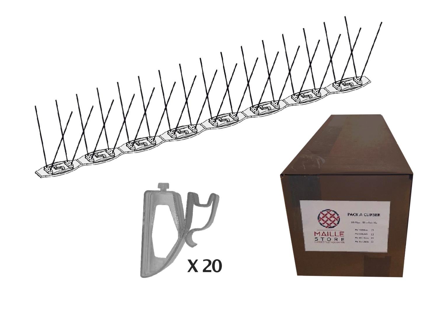 Pics anti-pigeons 10ml à clipser - Protection 7 à 10cm (20 clips ...