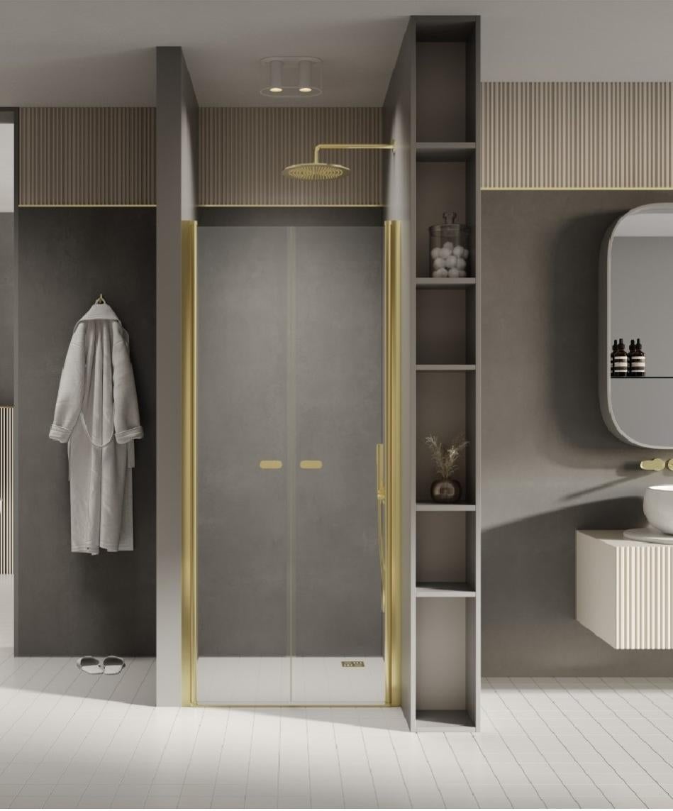 Porta doccia 2 ante battenti 130 cm oro CUBA GOLD | Leroy Merlin