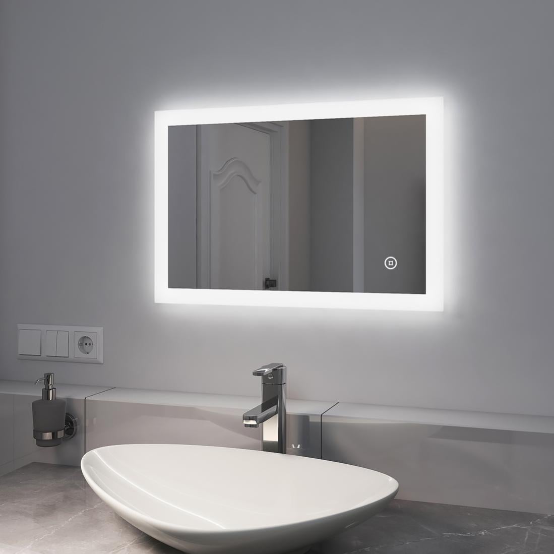 EMKE Specchio da bagno con luce Specchio da bagno a LED 60x40cm ...