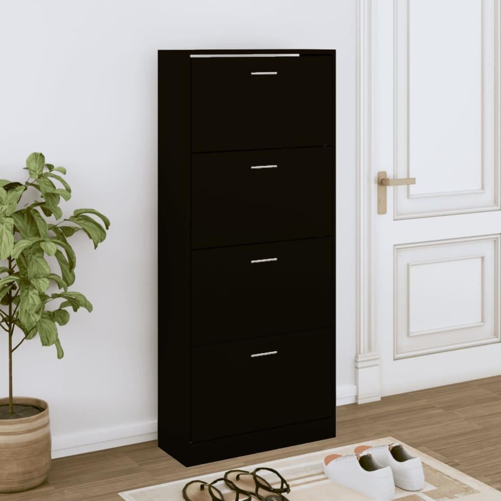 VidaXL Scarpiera Nera 63x24x147 cm in Legno Multistrato | Leroy Merlin