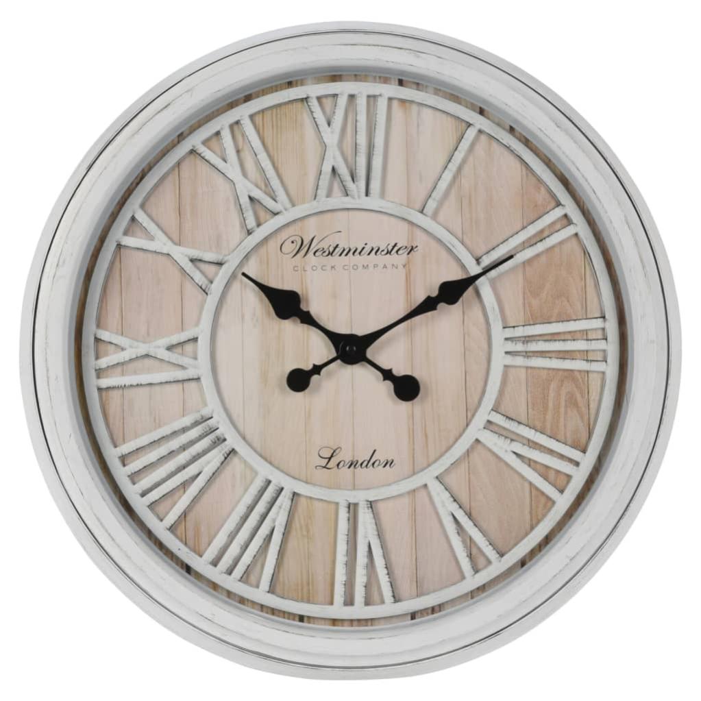 H&S Collection Reloj de Pared números romanos London blanco y natural ...