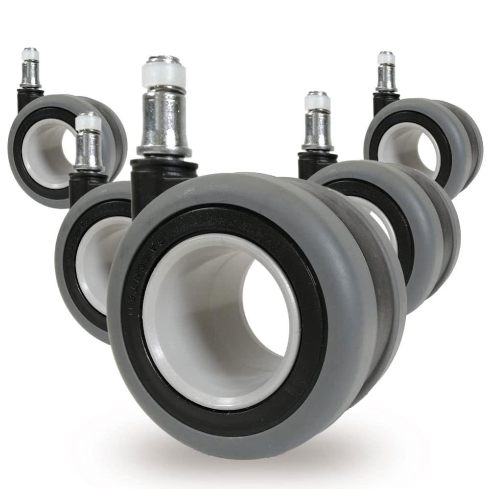 OfficeWorld Roulettes Chaise Bureau Lot de 5 - Sols Durs, Silencieux ...