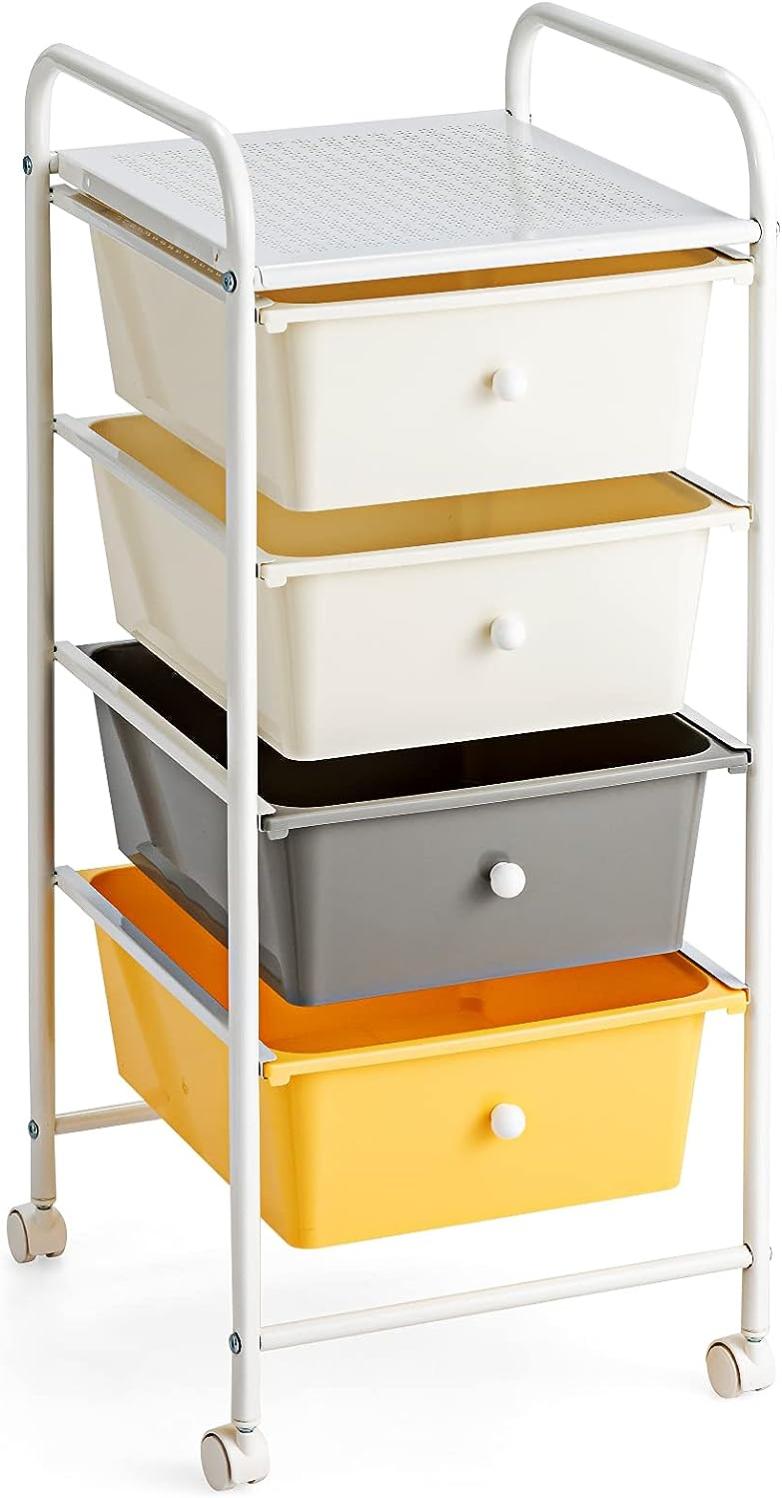 Chariot de Rangement à roulettes 37 x 32 x 76 cm (Jaune) | Leroy Merlin