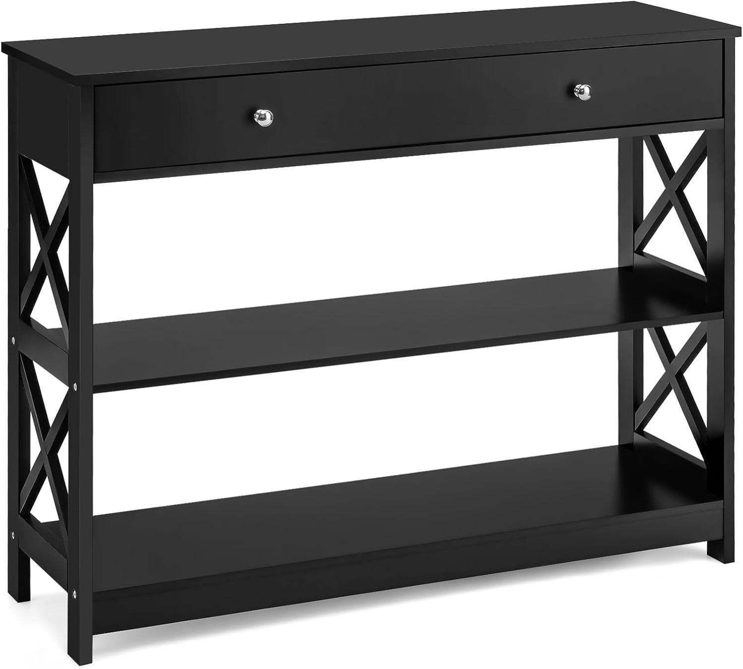 Table Console, Console Entrée avec Tiroir et 2 Étagères,Couloir ...