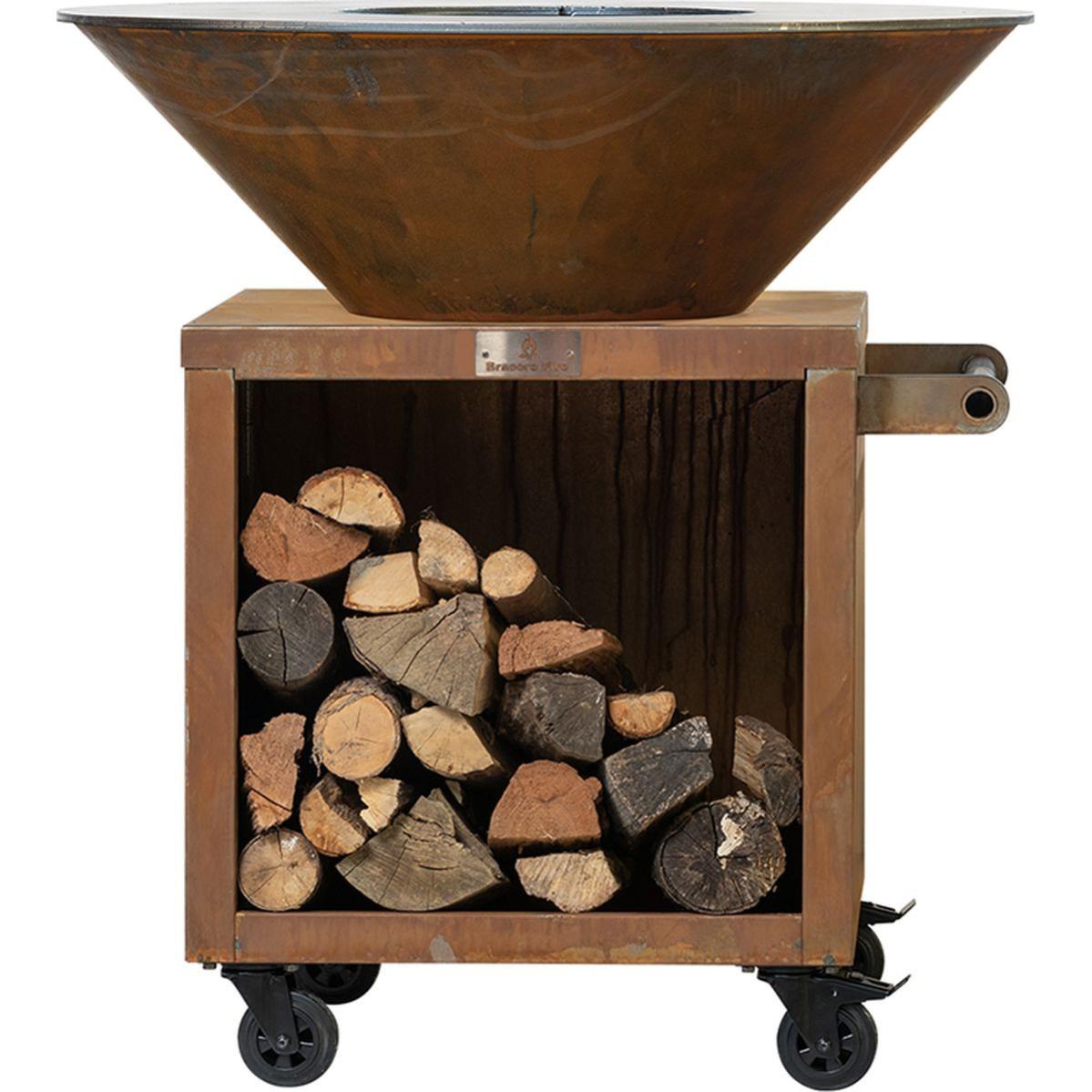 Brasero de jardin 65x65 à roulettes avec plaque XL diamètre 98 cm ...