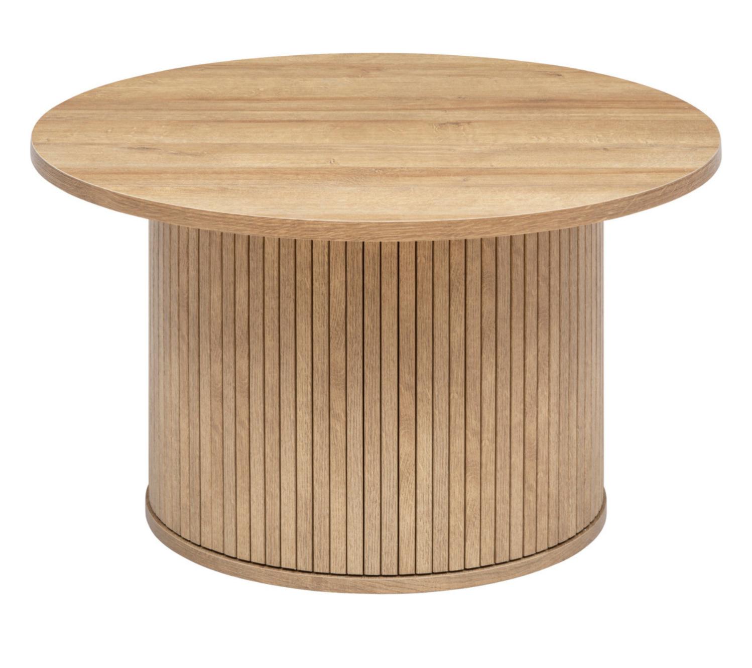 Table basse ronde en bois MDF coloris naturel - diamètre 70 x hauteur ...