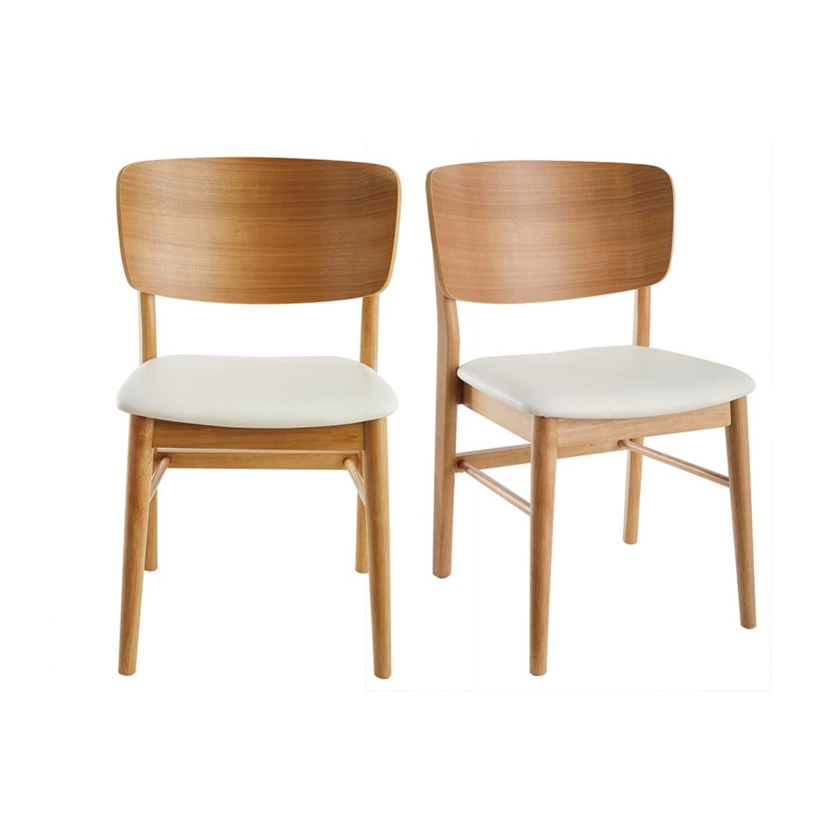 Chaises scandinaves en bois clair et blanc (lot de 2) SHELDON | Leroy ...