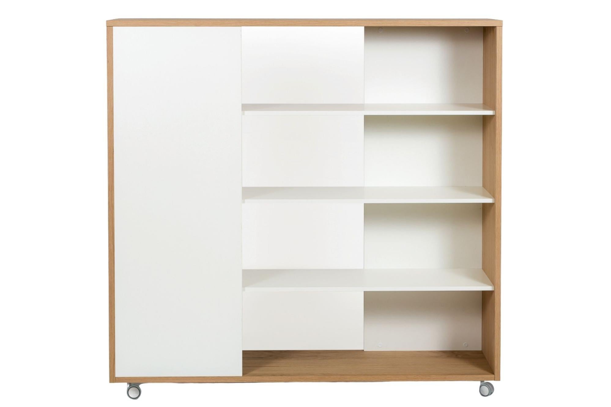 Bibliothèque en bois 3 tablettes et pieds à roulettes - ADELE | Leroy ...