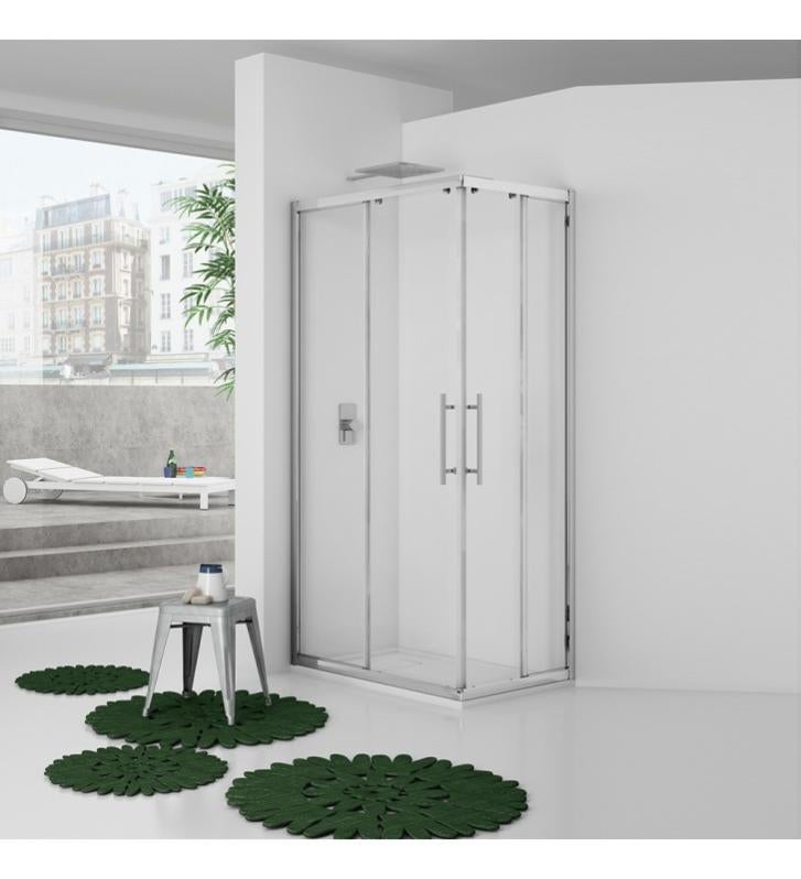 Box Angolare New Plus 97-99x67-69 Cm, Vetro Trasparente 6 Mm, 1,95 H ...