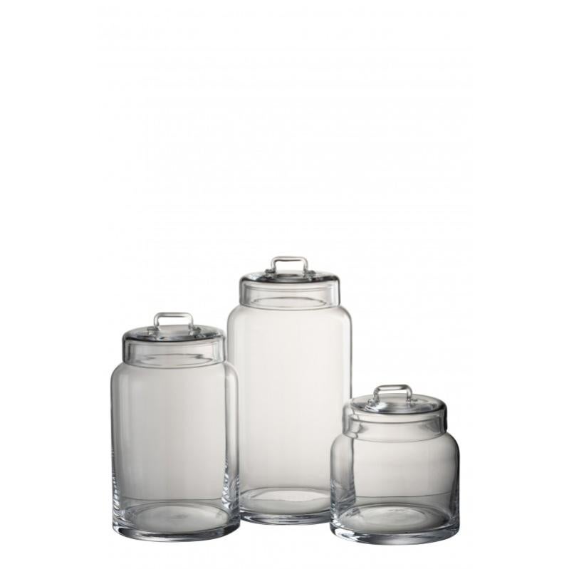 Bocal haut avec couvercle en verre transparent 16x16x34cm | Leroy Merlin