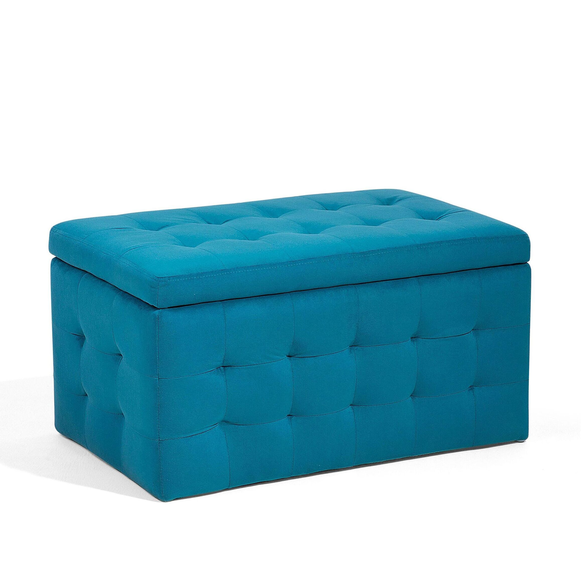 Pouf ottomano con contenitore velluto blu marino MICHIGAN | Leroy Merlin