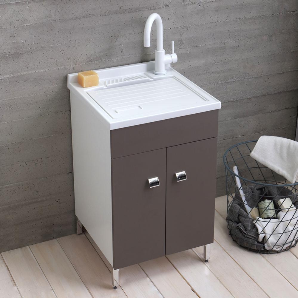LAVABO 2 PORTES 50X50 AVEC CAISSON COULEUR COLOMBE FONCÉ | Leroy Merlin