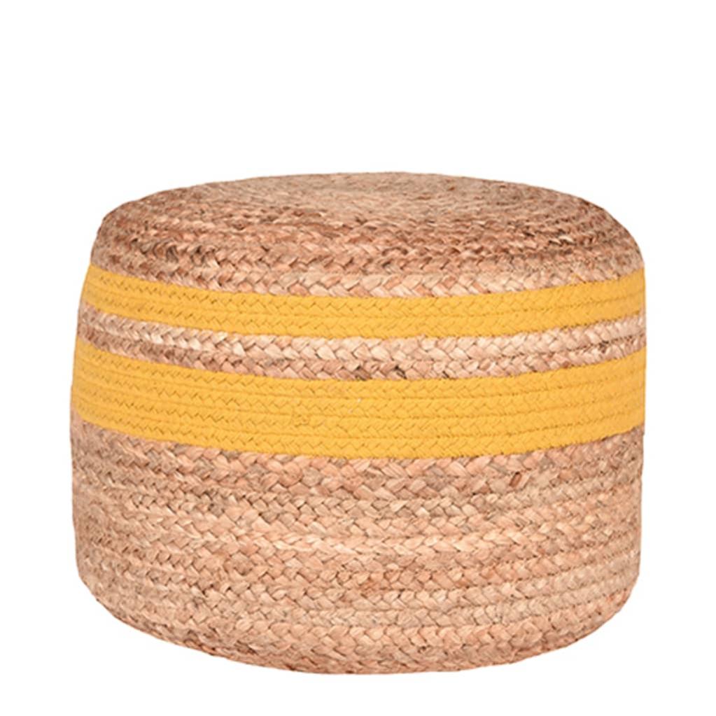 Pouf Jute tressé Jaune et naturel LABEL51 | Leroy Merlin
