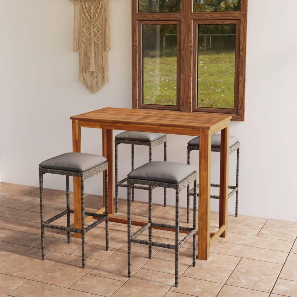 VidaXL Set da Bar da Giardino 5 pz con Cuscini Grigio | Leroy Merlin