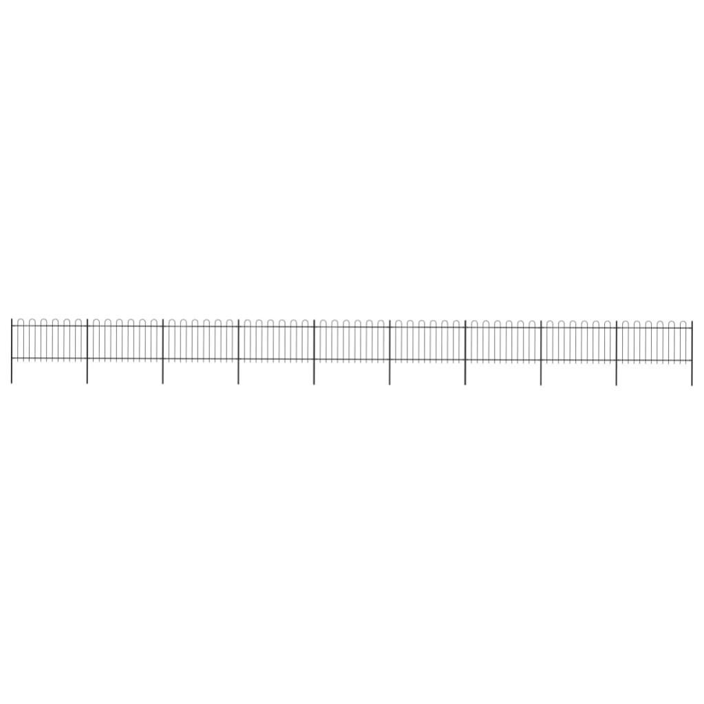VidaXL Recinzione da Giardino con Punta Tonda in Acciaio 15,3x1m Nera ...