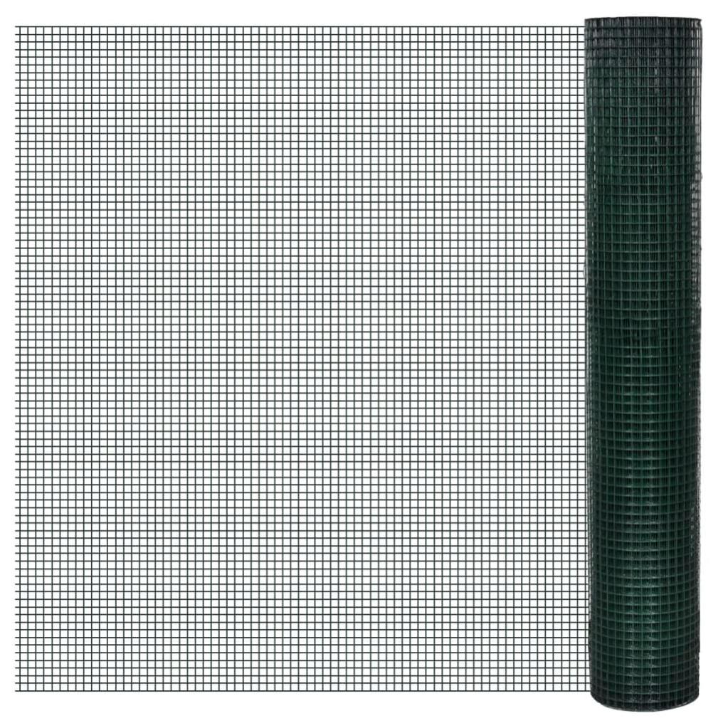 VidaXL Recinzione in Rete per Pollaio Rivestita in PVC 25x1 m Verde ...