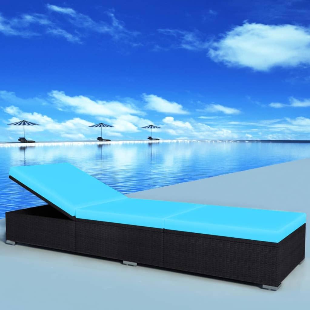 VidaXL Lettino Prendisole con Cuscino in Polyrattan Nero | Leroy Merlin