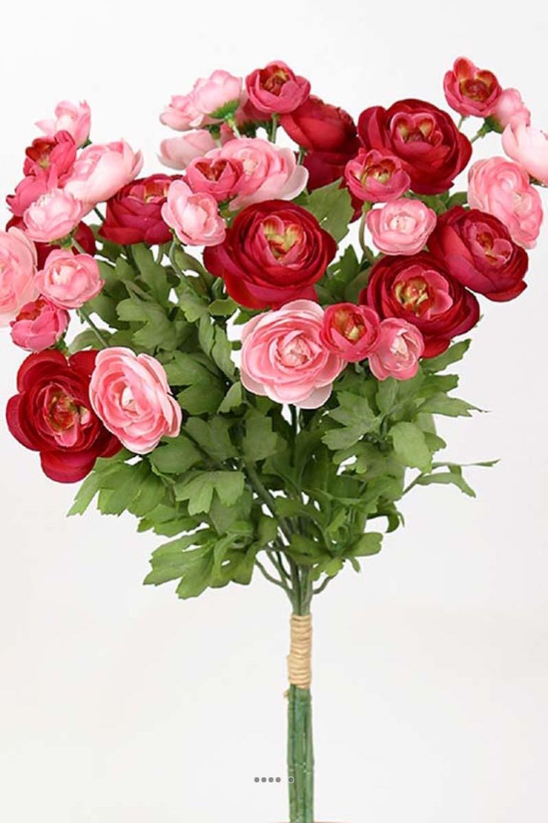 Bouquet De Fleurs Artificielles Renoncule Rose H44cm Très Dense D20cm ...