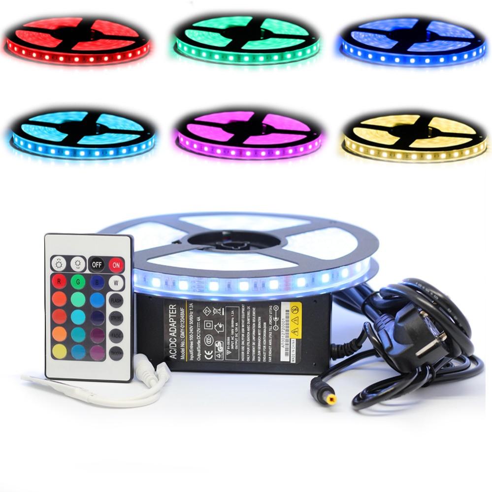 Ruban Professionnel 5050 - 60 LED/m - 5 mètres RGB étanche (IP67) - 5 mètres - Alimentation ...