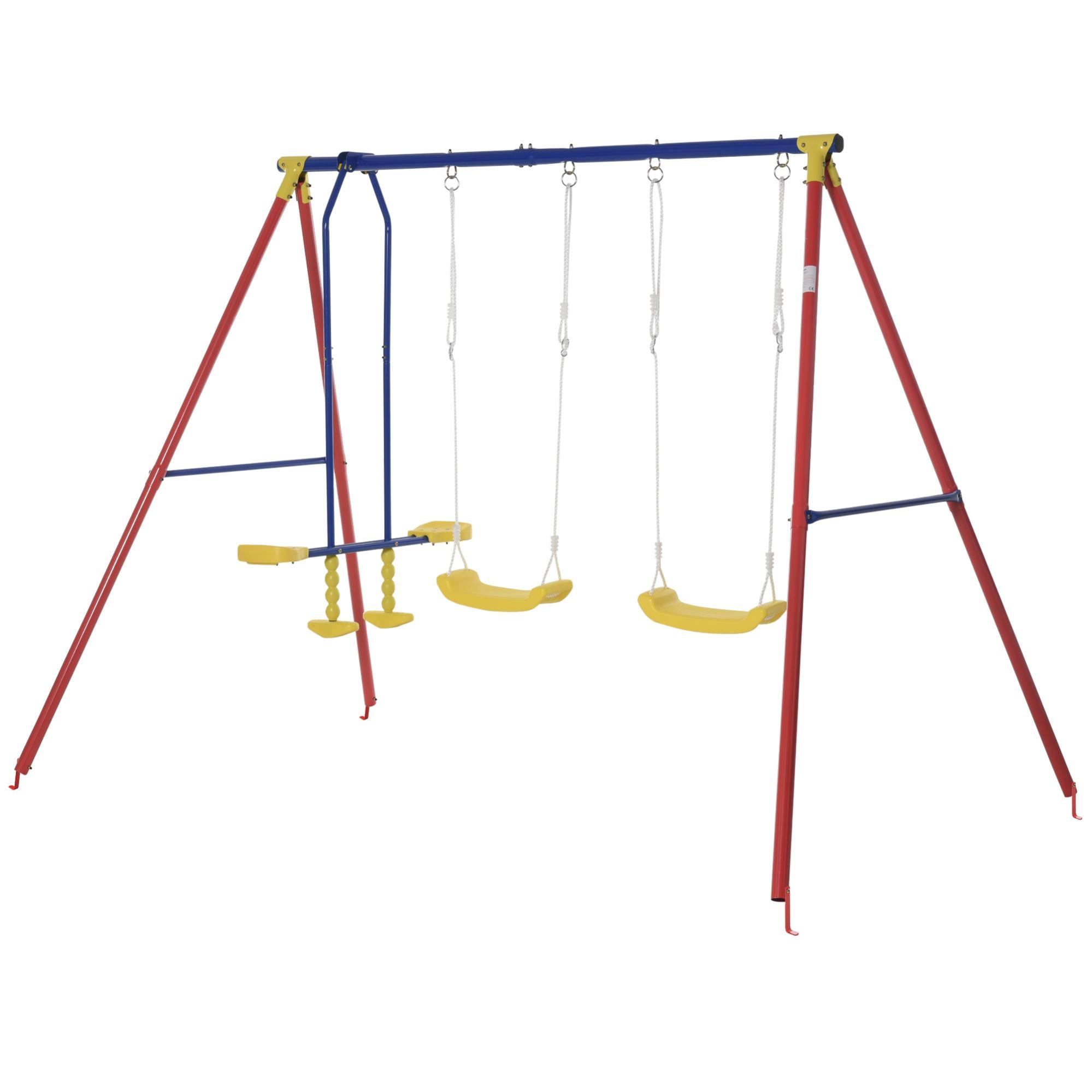 Outsunny Set Altalene Da Giardino Per 4 Bambini, 2 Altalene Singole E 1 ...