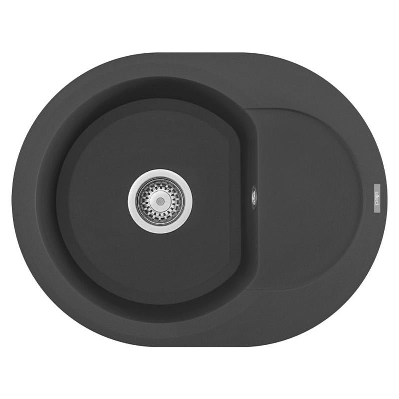 Lavello Elleci Incasso 1 vasca 60x47 Easy ROUND 600 Metaltek Nero Ghisa ...