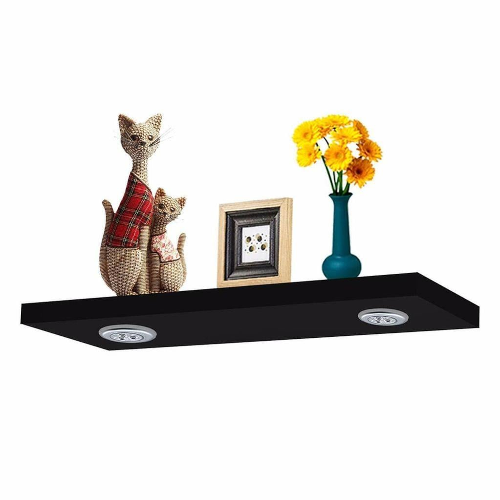 Mensola Design In Legno A Muro Con Luci Led. Set Mensole A Scomparsa ...