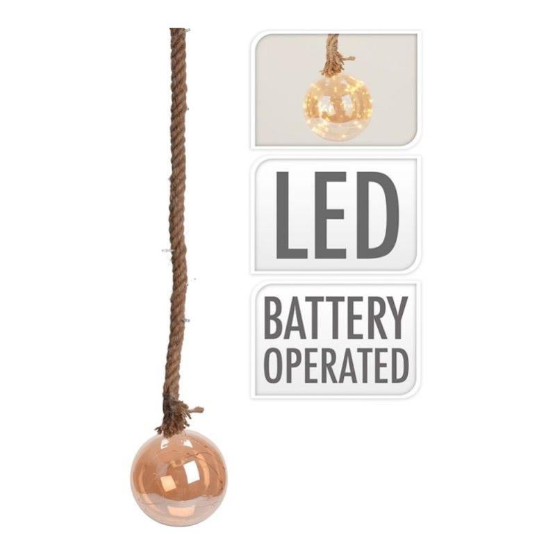 Sfera di 15 cm e corda di iuta con 24 led | Leroy Merlin