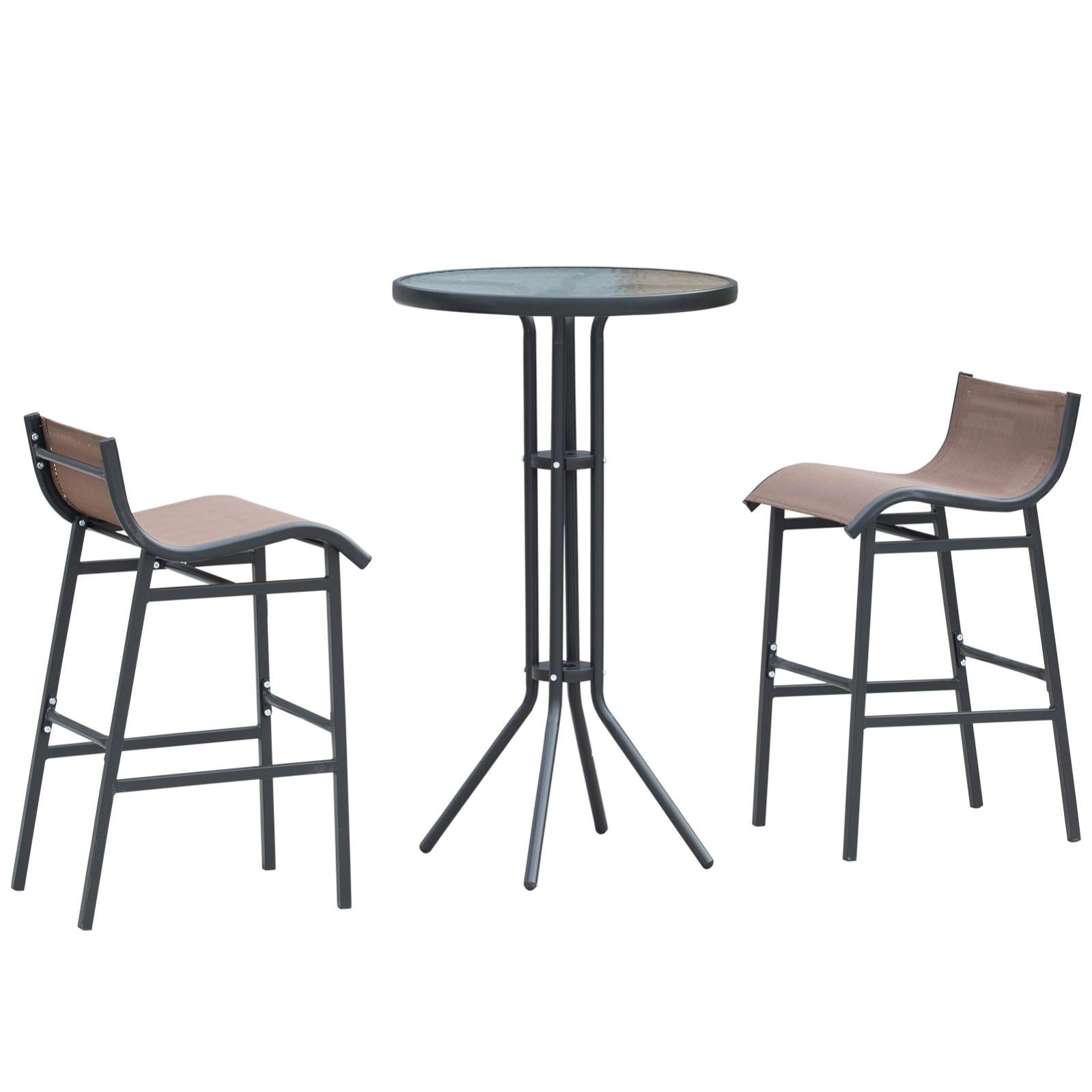 Outsunny Set Da Bar/ristorante 3 Pezzi: 2 Sgabelli (40.5x50x82cm) 1 ...