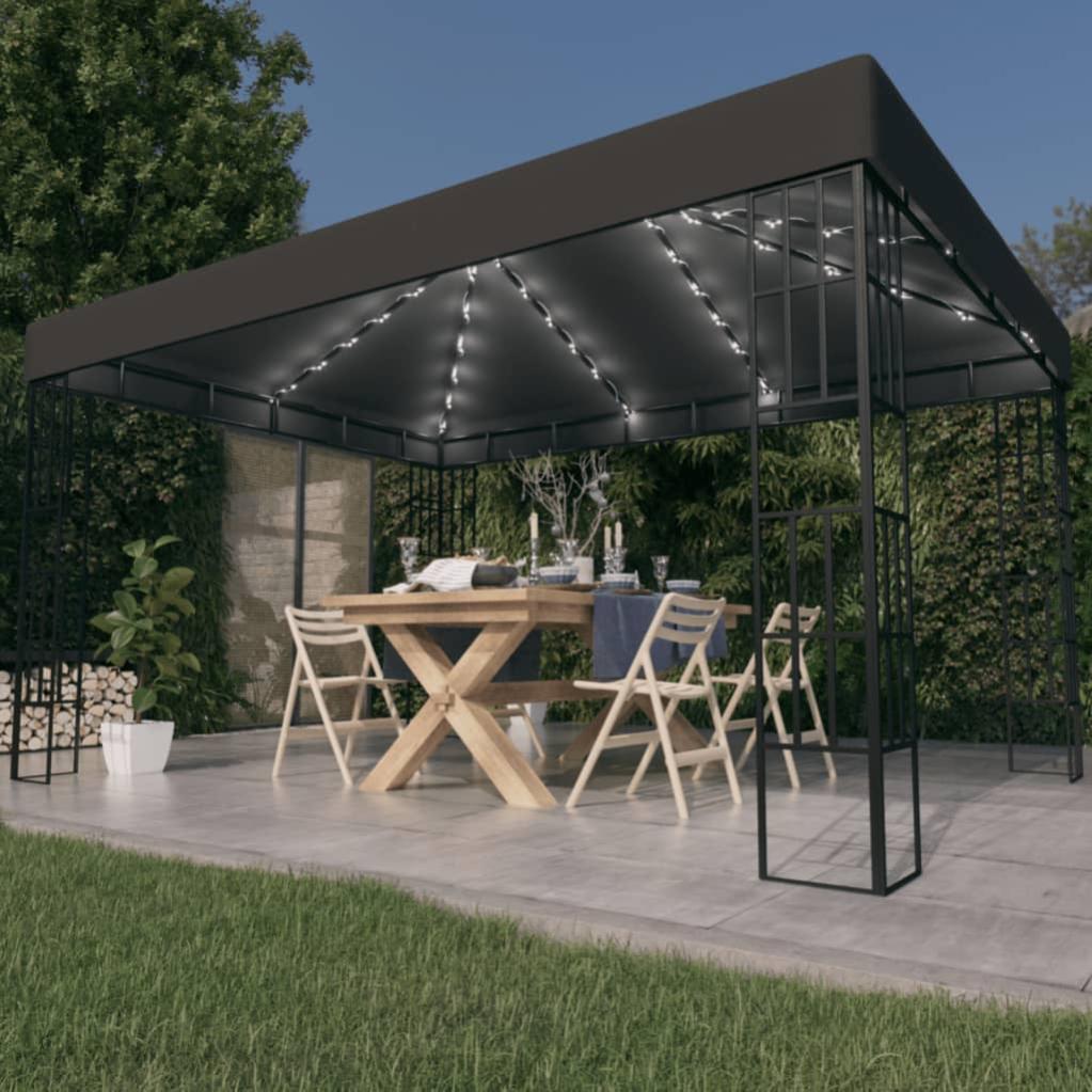 VidaXL Gazebo con Stringa di Luci LED 3x4 m Antracite | Leroy Merlin