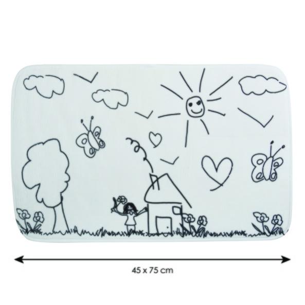 MSV Tapis de bain Microfibre JARDIN D'ENFANTS 45x75cm Noir & Blanc ...