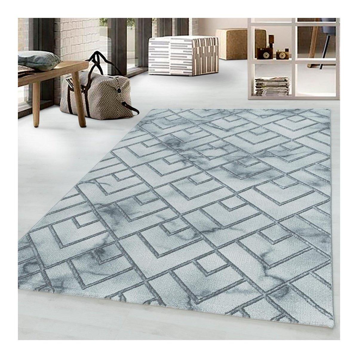 Tapis géométrique design en polyester Argenté 80x150 CURL | Leroy Merlin
