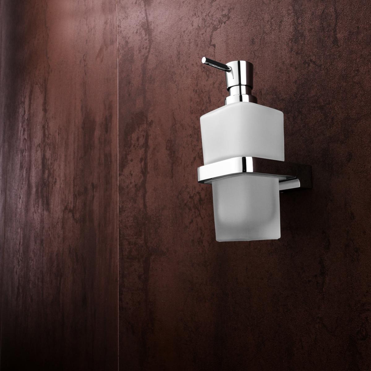 Grande Dispenser Sapone Con Cromo Fissaggio A Muro, Vetro Satinato ...