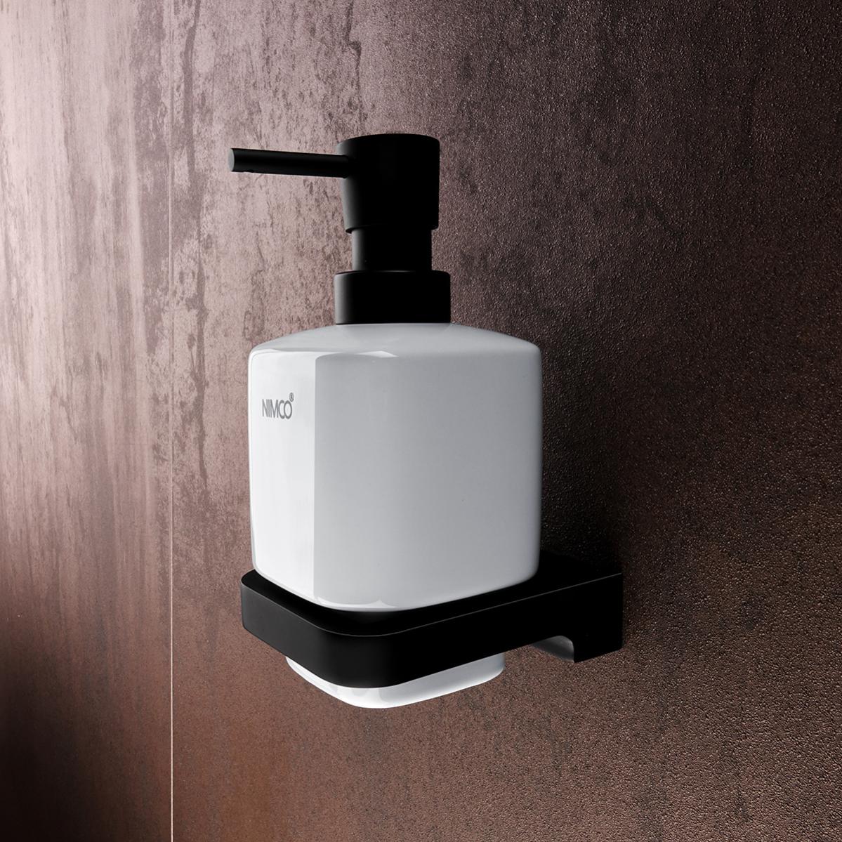 Dispenser Sapone Con Nero Opaco Fissaggio A Muro, Ceramica, Maya ...