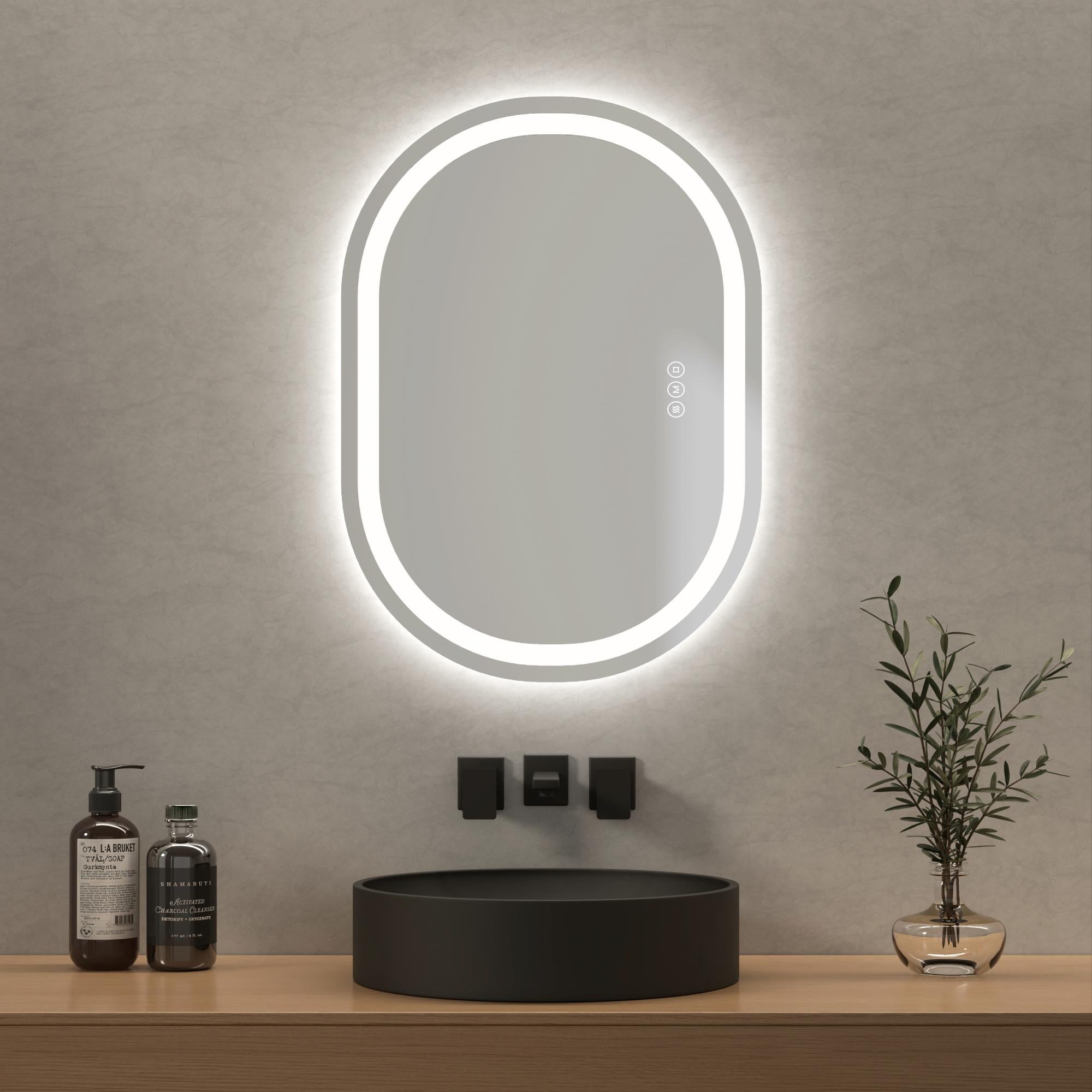 EMKE Espejo de baño LED ovalado Espejo de baño iluminado con ...