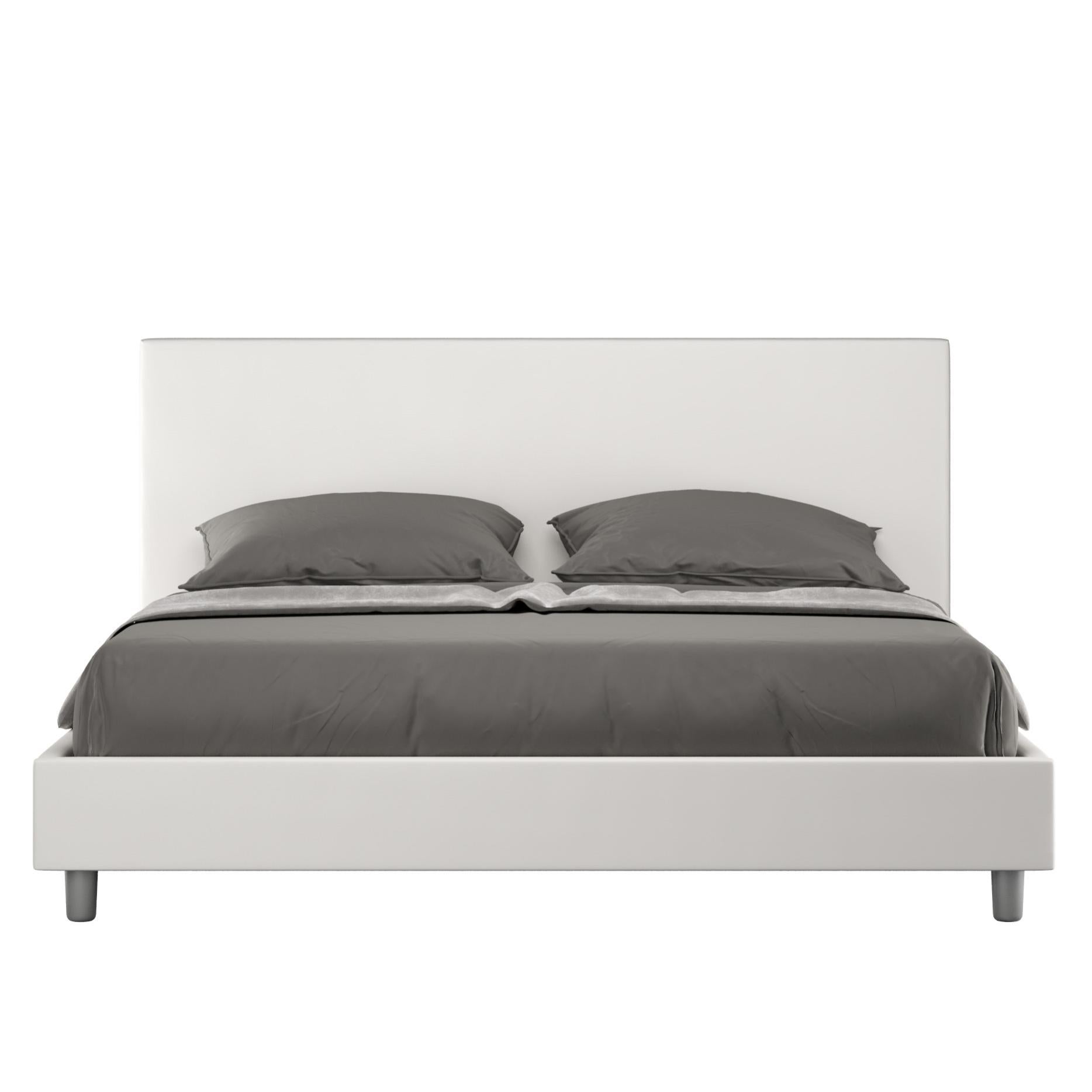 Letto matrimoniale con rete imbottito 160x190 similpelle bianco Naspy ...