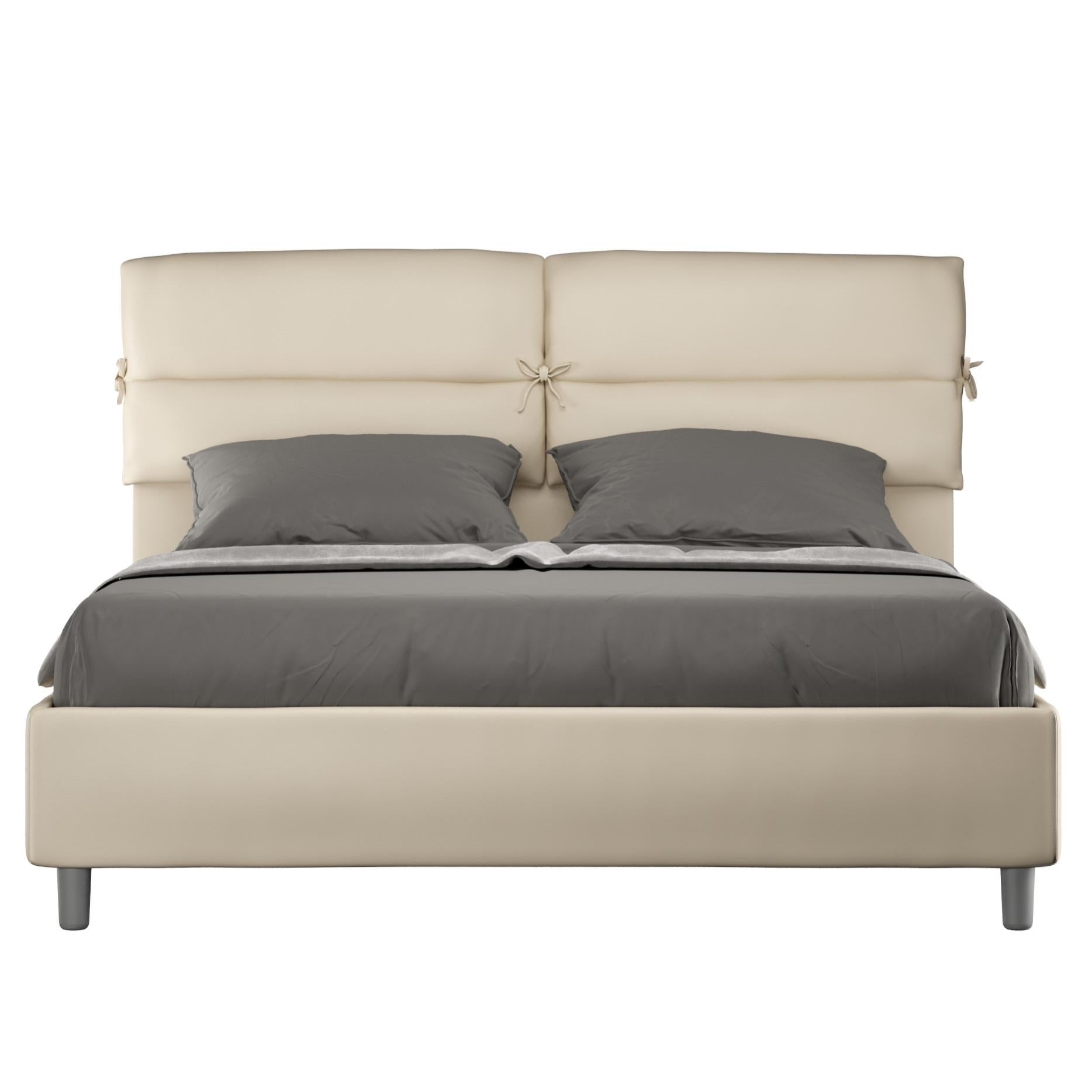 Letto matrimoniale con rete imbottito 160x200 similpelle tortora Nandy ...