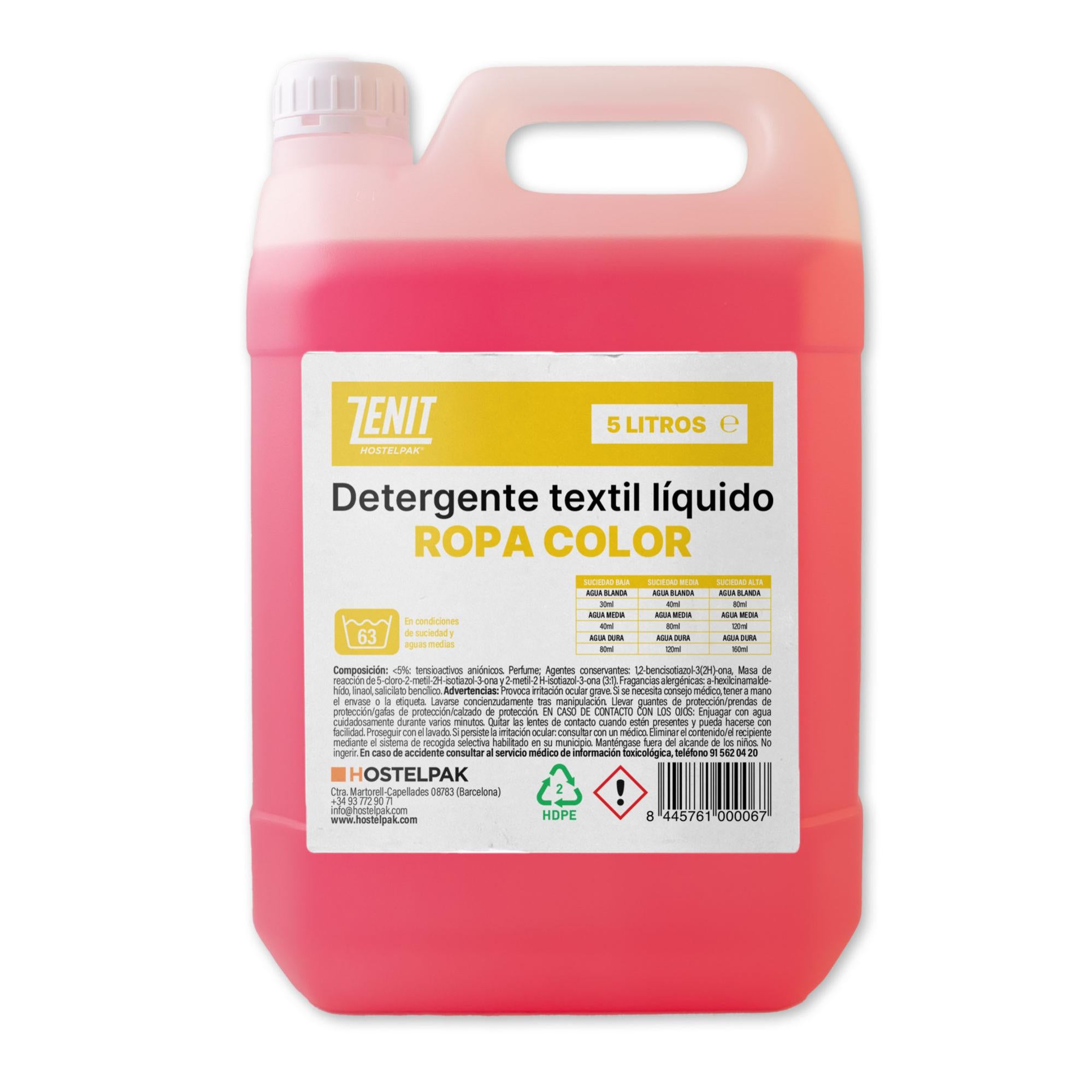 5L | Detergente líquido ropa de color | Detergente textil líquido ...