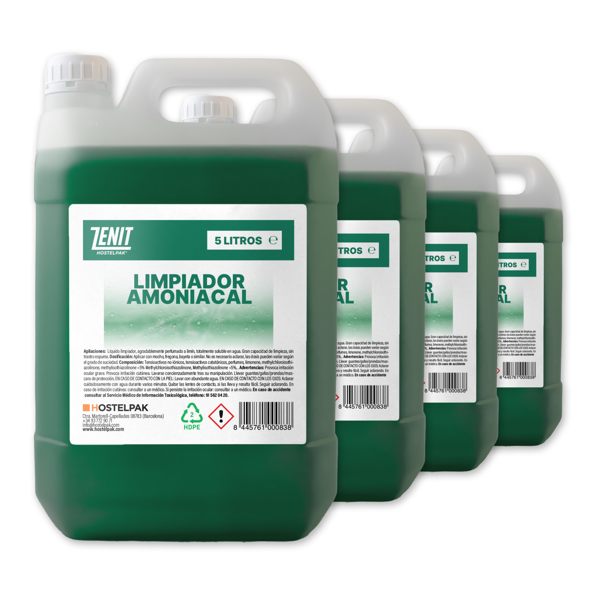 Hostelpak | 4 x 5L | Limpiador amoniacal | limpiador todo uso amoniacal ...