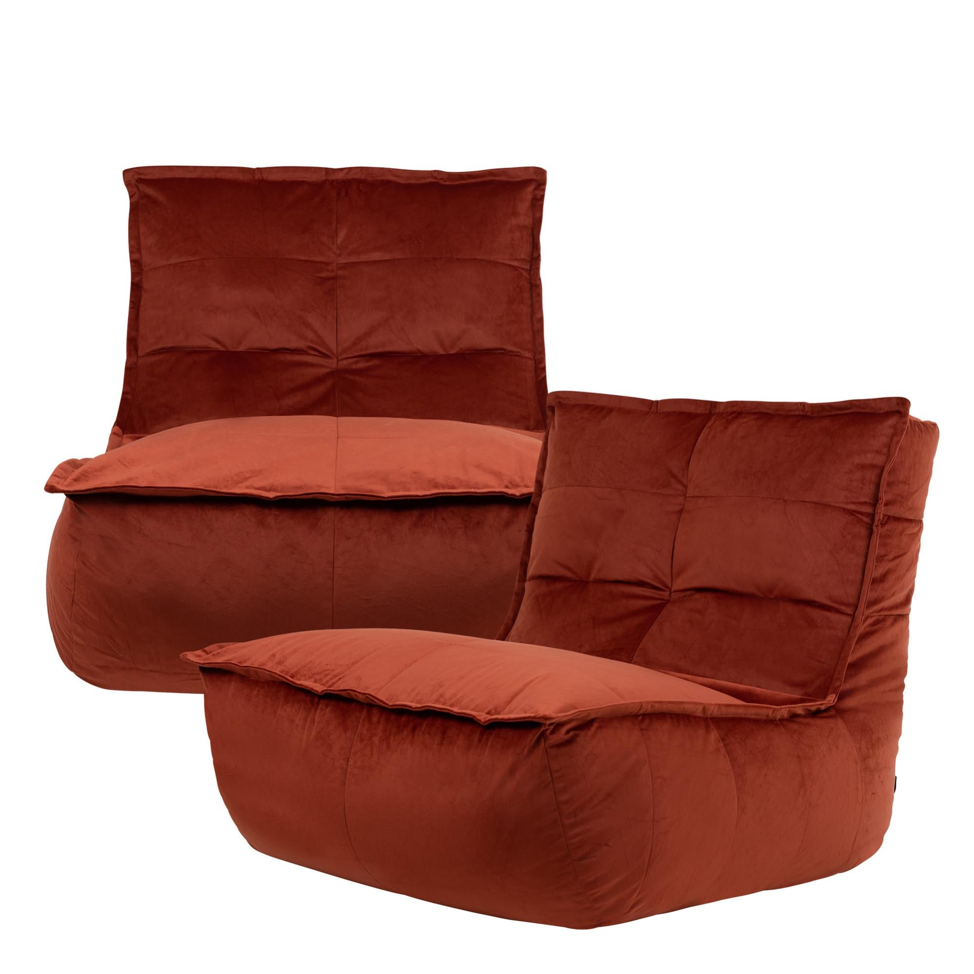 Pouf modulable sofa Icon velours, 2 pièces, terracotta | Leroy Merlin